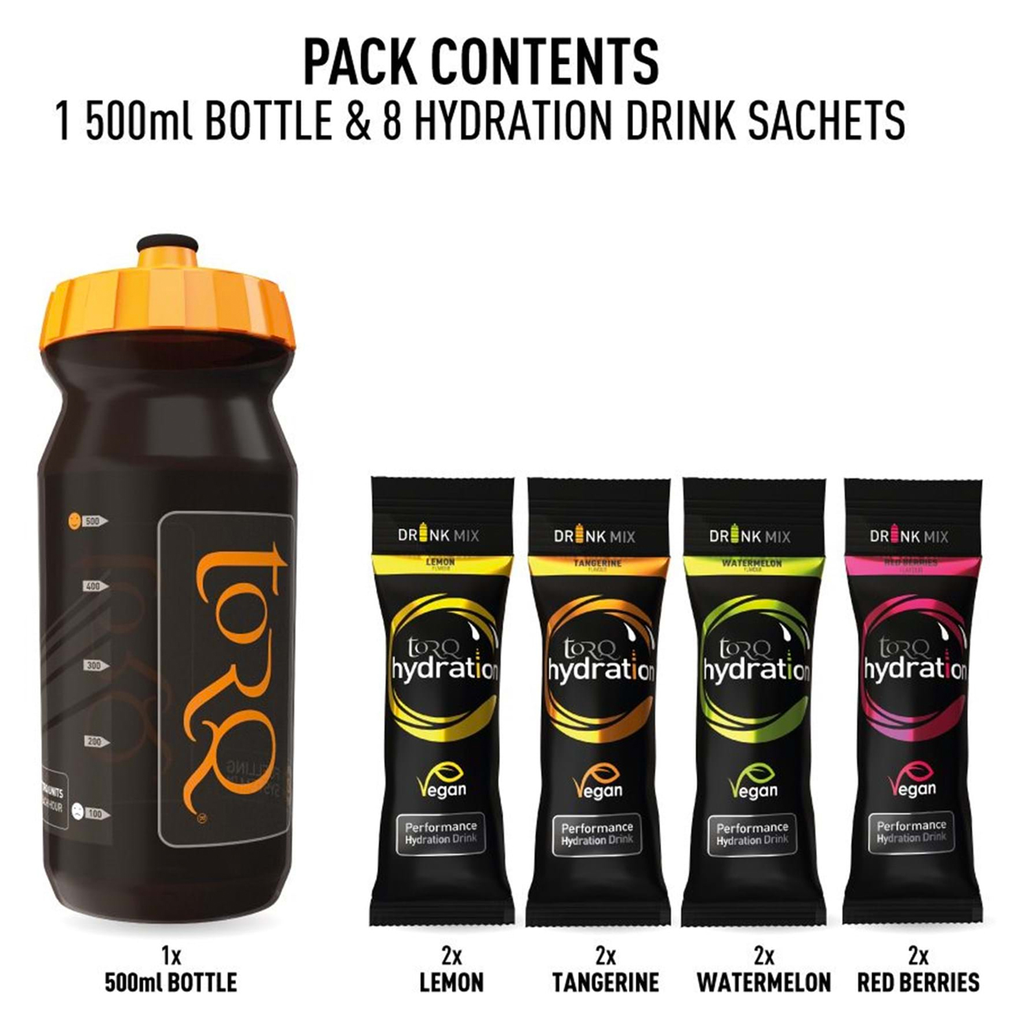 Torq Hydration 500ml Bottle Sample Pack - 8 Drinks (2 X 4 Flavours) | Merlin Cycles