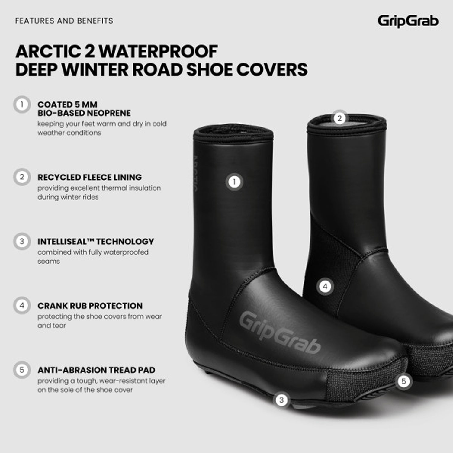 GripGrab Arctic II Waterproof Deep Winter Road Shoe Covers | Merlin Cycles