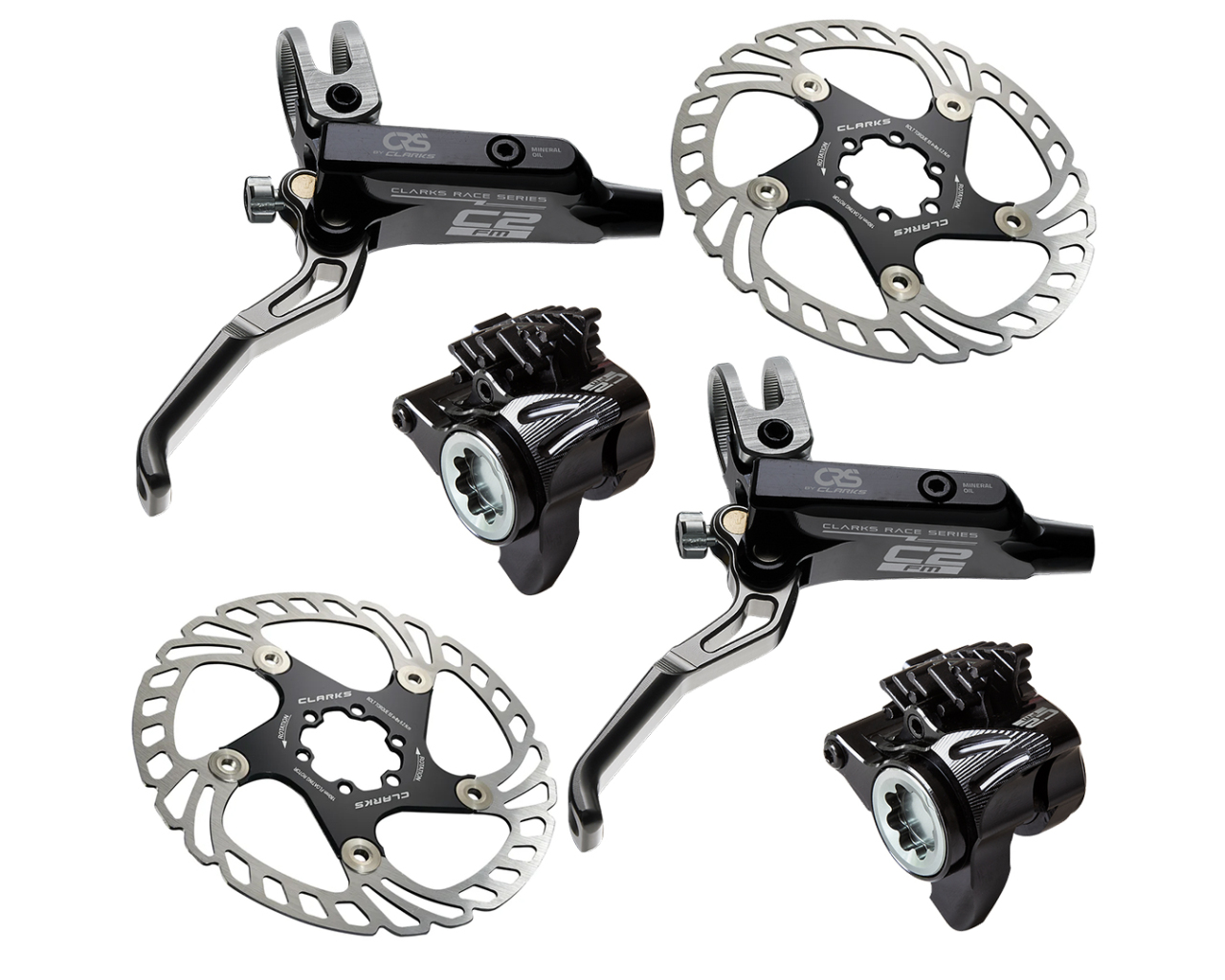 Clarks CRS C2 CNC 2-Piston Flat Mount Hydraulic Disc Brake Set | Merlin ...