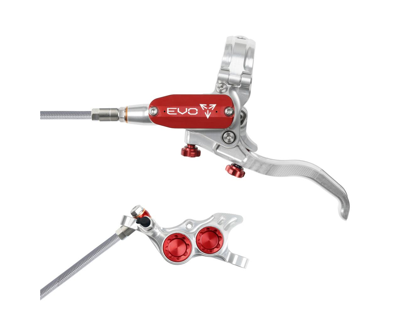 Hope Tech 4 Evo TR4 Braided Disc Brake - Silver / Colours | Merlin Cycles
