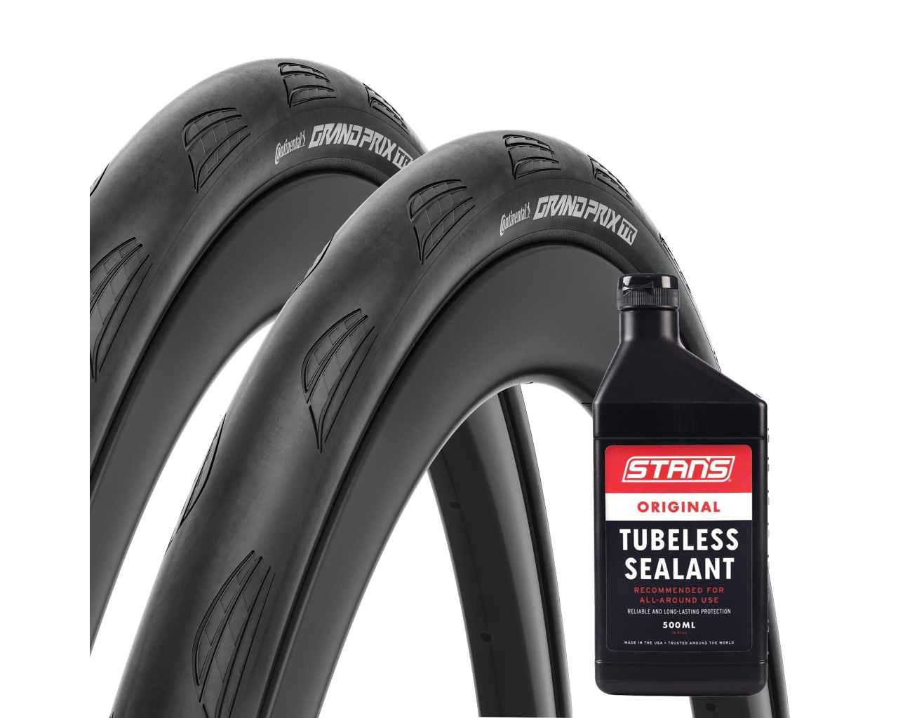 Continental Grand Prix TR Folding Road Tyres With Stans 500ml Tubeless ...