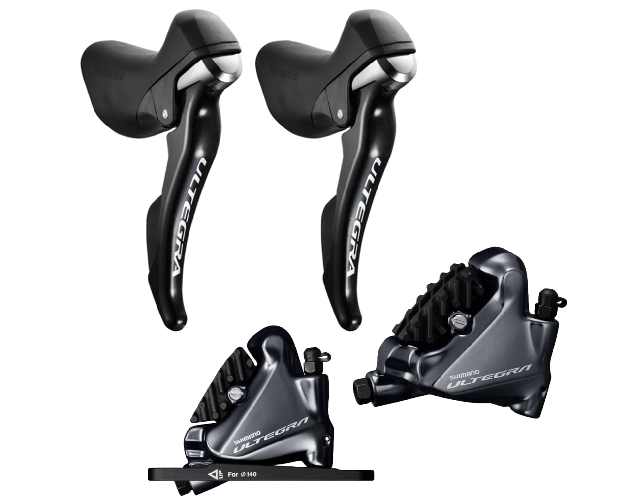 Shimano Ultegra R8020 Hydraulic Disc STI Levers & R8070 Flat Mount Disc ...